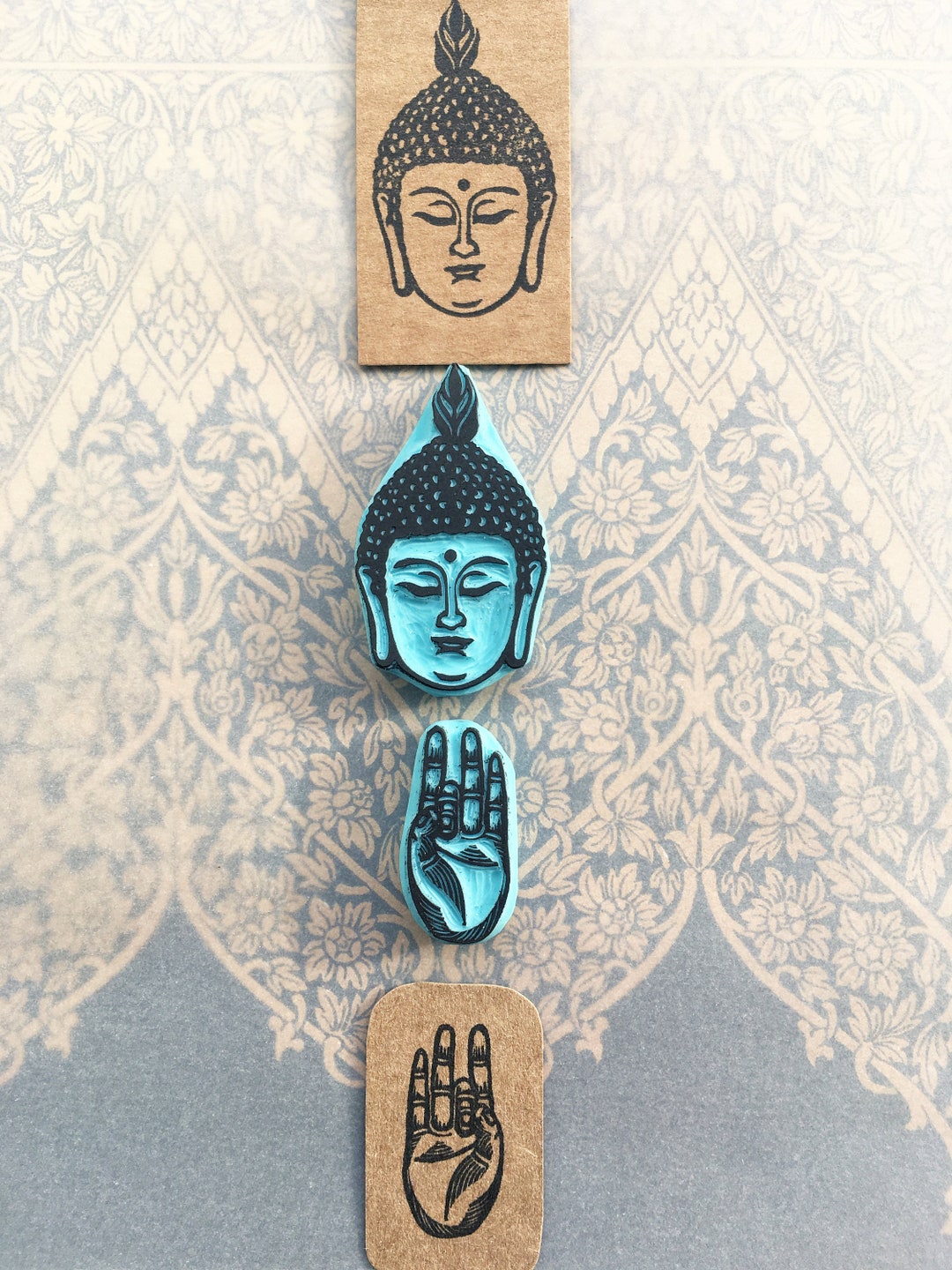 Buddha Head Rubber Stamp: Shuni Mudra Hand Symbol - Etsy