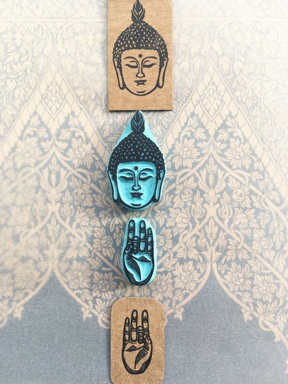 Buddha Head Rubber Stamp Shuni Mudra Hand Stamp Symbol - Etsy