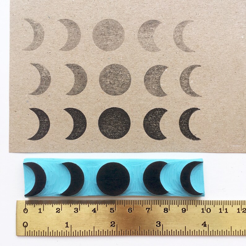 Moon Phases Rubber Stamps Two Sizes Hand Carved - Etsy