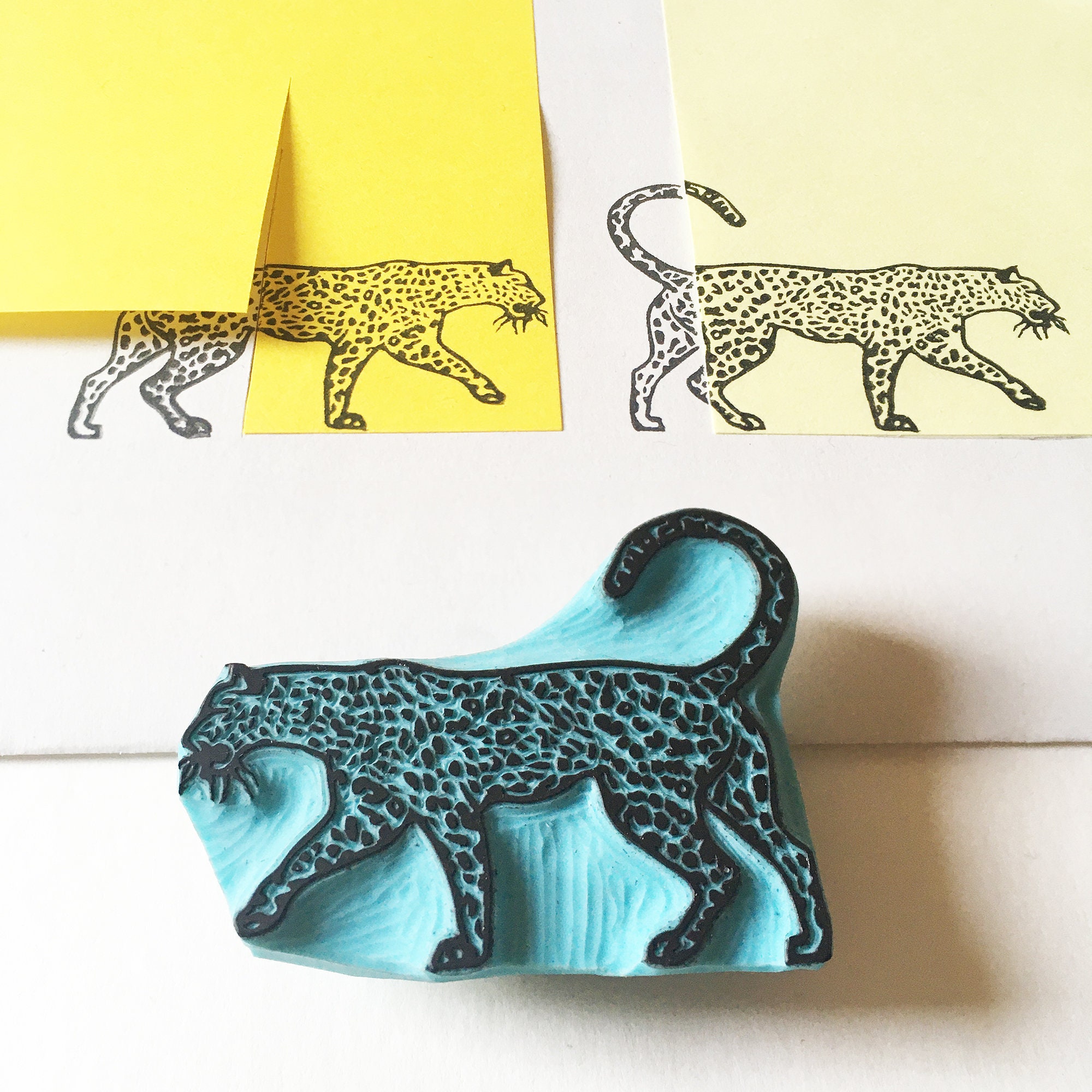 Leopard Rubber Stamp Hand Carved Stamp of a Leopard to Make - Etsy