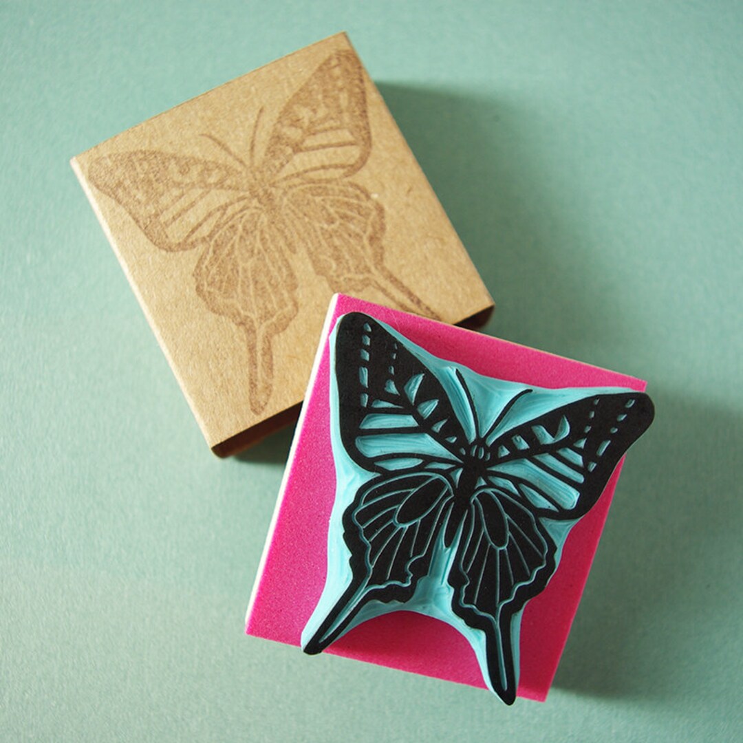Butterfly Hand Carved Rubber Stamp, Insect Stamp, Greeting Card Decor ...