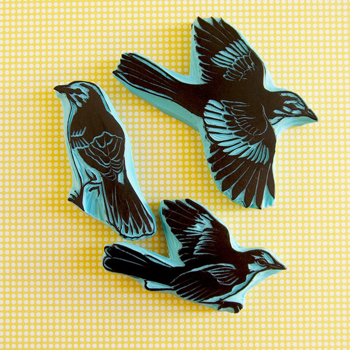 Bird Rubber Stamp Mockingbird Mounted Stamps Hand Carved | Etsy