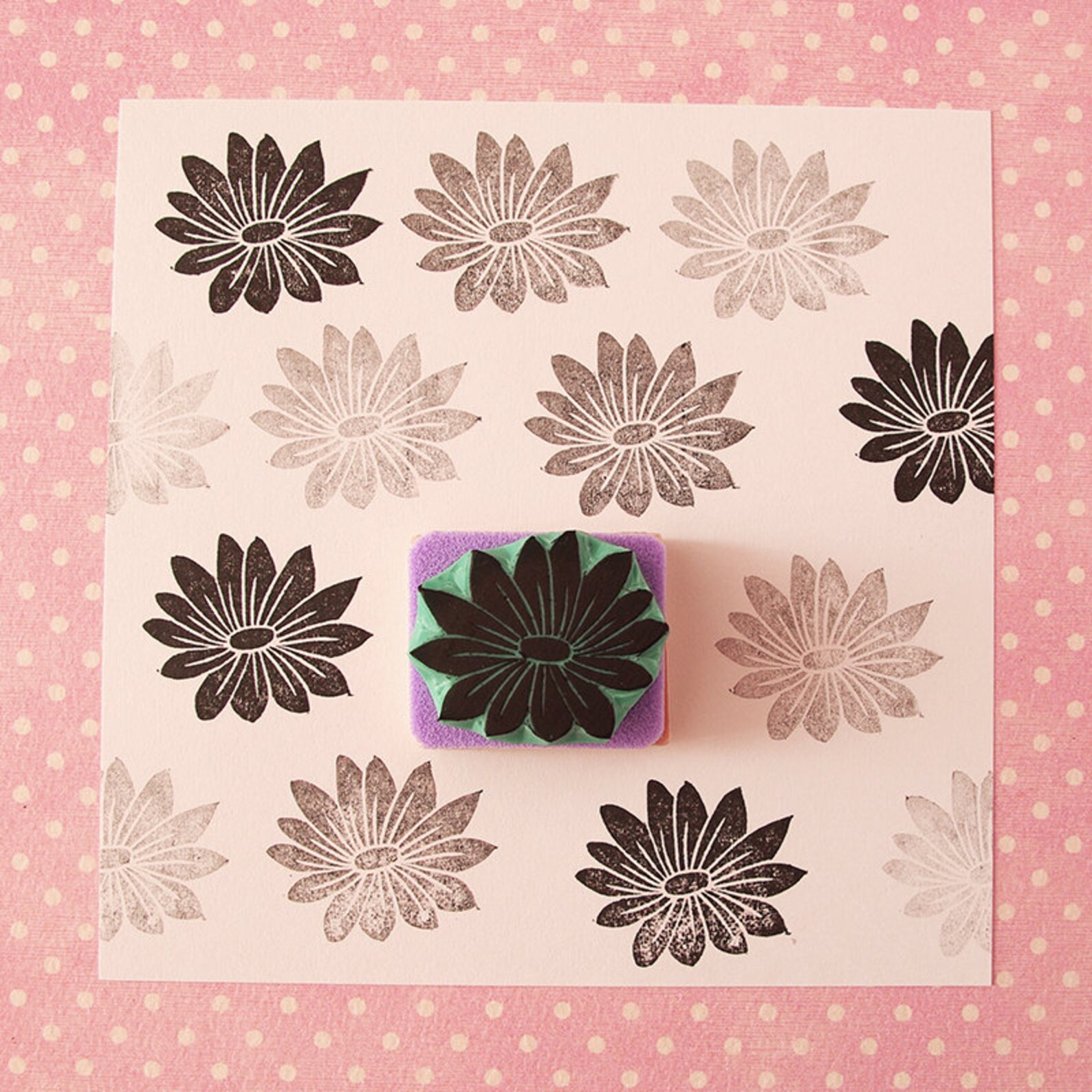 Wild Flower Rubber Stamp Flower Decor Hand Carved Stamp - Etsy