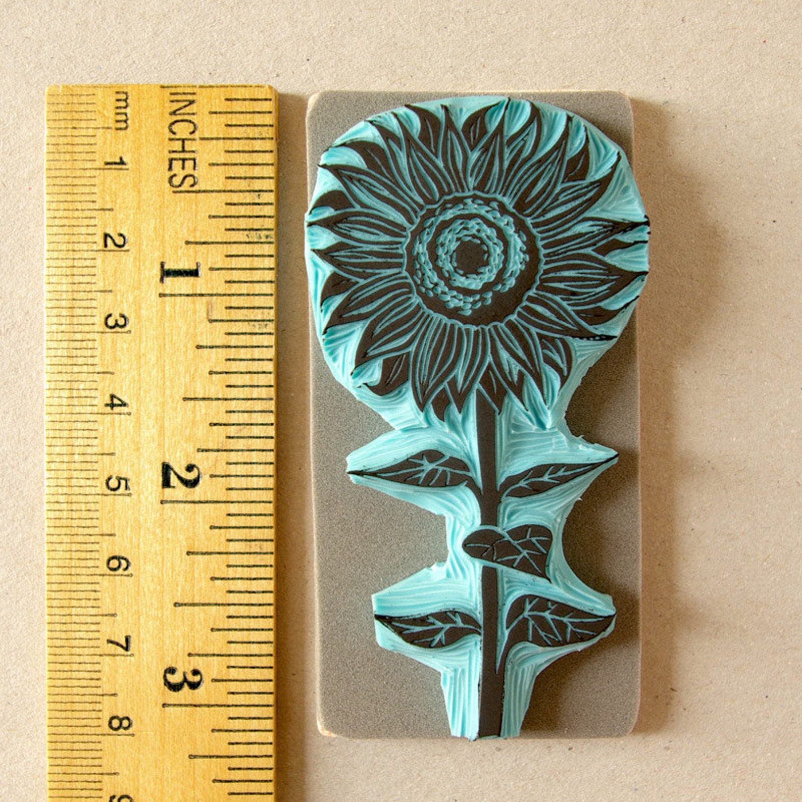 Sunflower Rubber Stamp - Hand Carved Stamp - Summer Decor, Sunflower ...