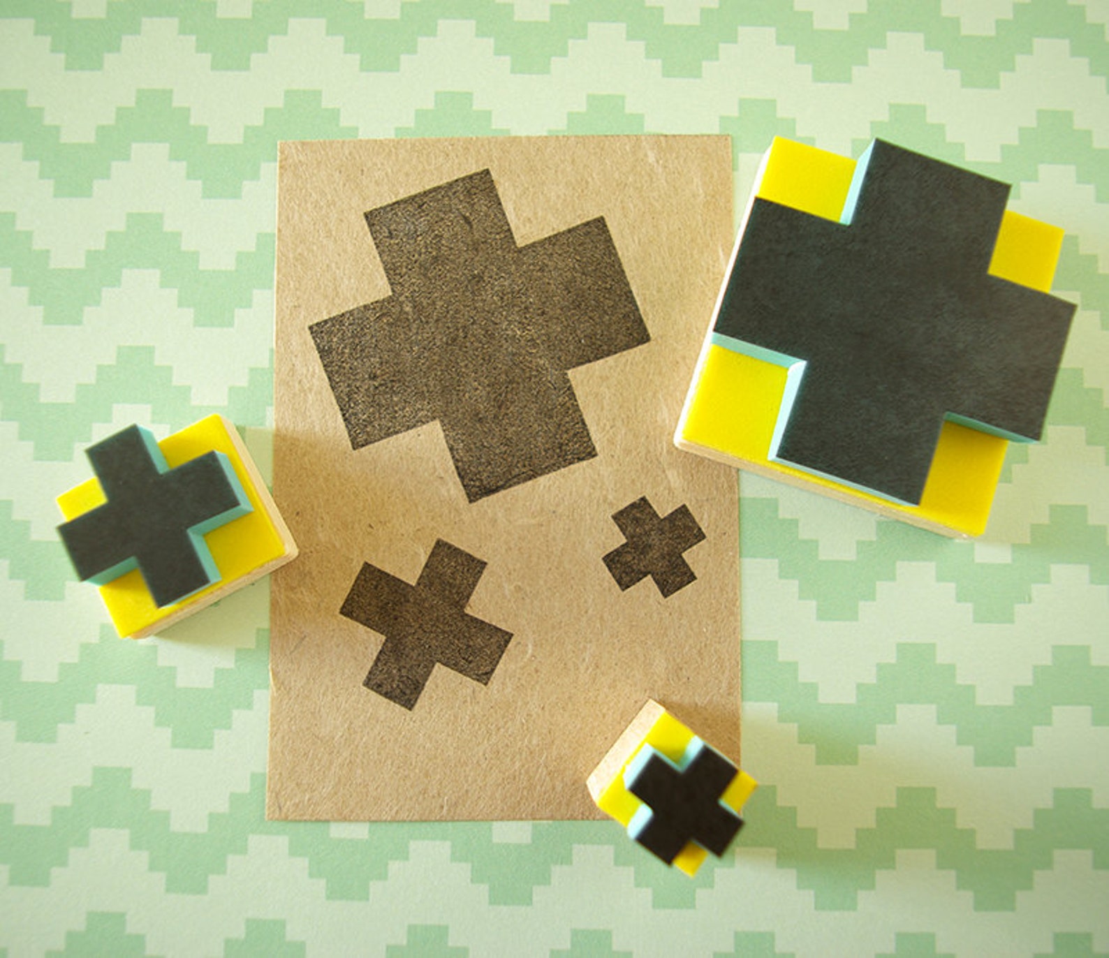 Plus Sign Stamp Hand Carved Mounted Hipster Decor Rubber - Etsy