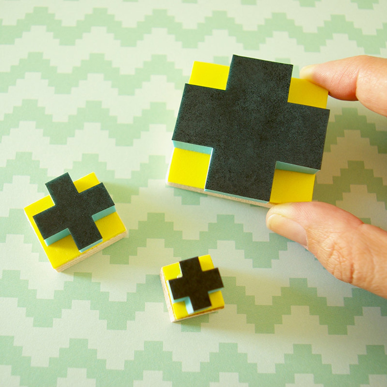 Plus Sign Stamp Hand Carved Mounted Hipster Decor Rubber - Etsy