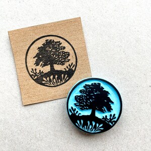 Hand Carved Rubber Stamp of a Tree Medallion for Nature Lovers - Etsy