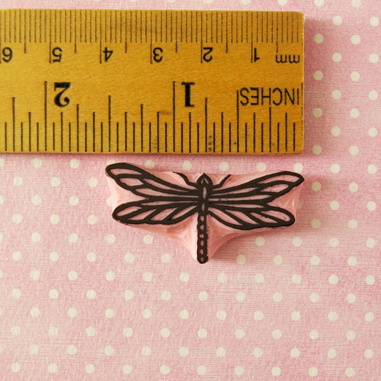 Dragonfly Stamp Mounted Hand Carved Rubber Stamp Craft | Etsy
