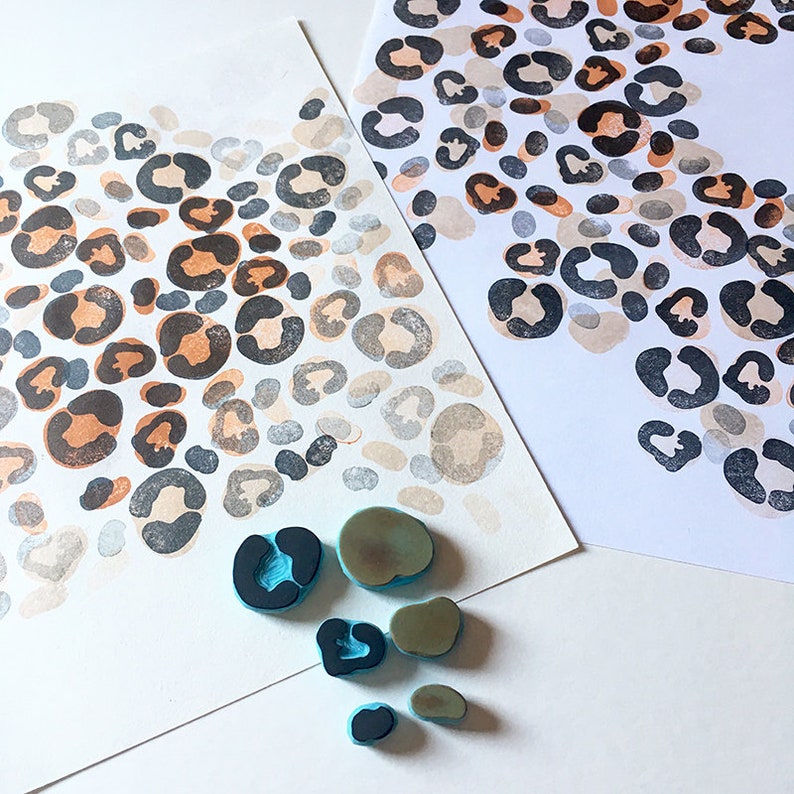 Leopard Print Rubber Stamps, Hand Carved Animal Pattern, Unmounted - Etsy