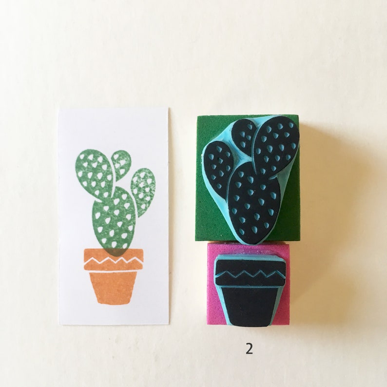 Cactus Rubber Stamps, Desert Cactus Stamp With Plant Pot, Set of 5 ...