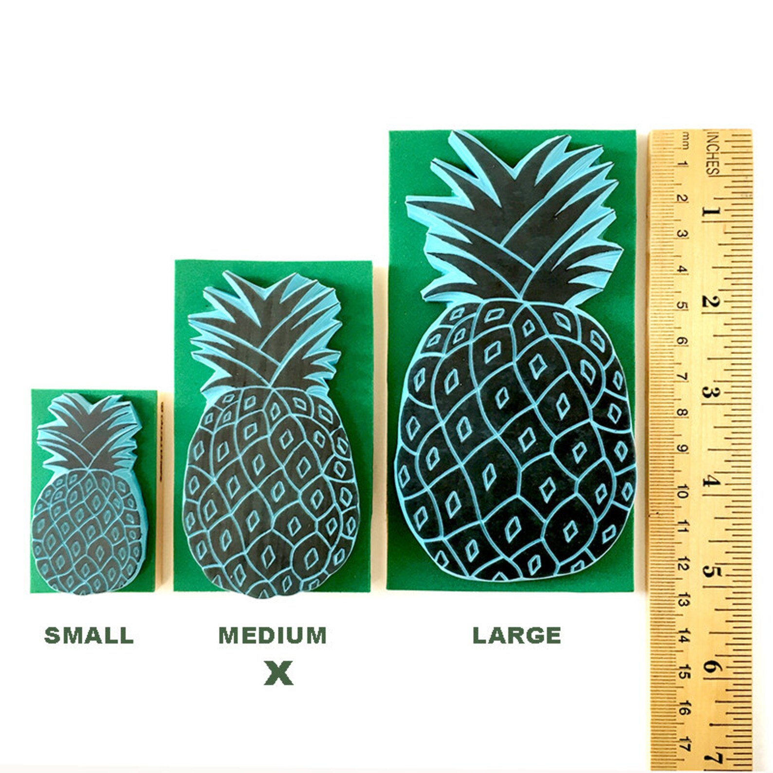 Pineapple Stamp, MEDIUM Size Rubber Stamp, Hand Carved, Tropical Decor ...