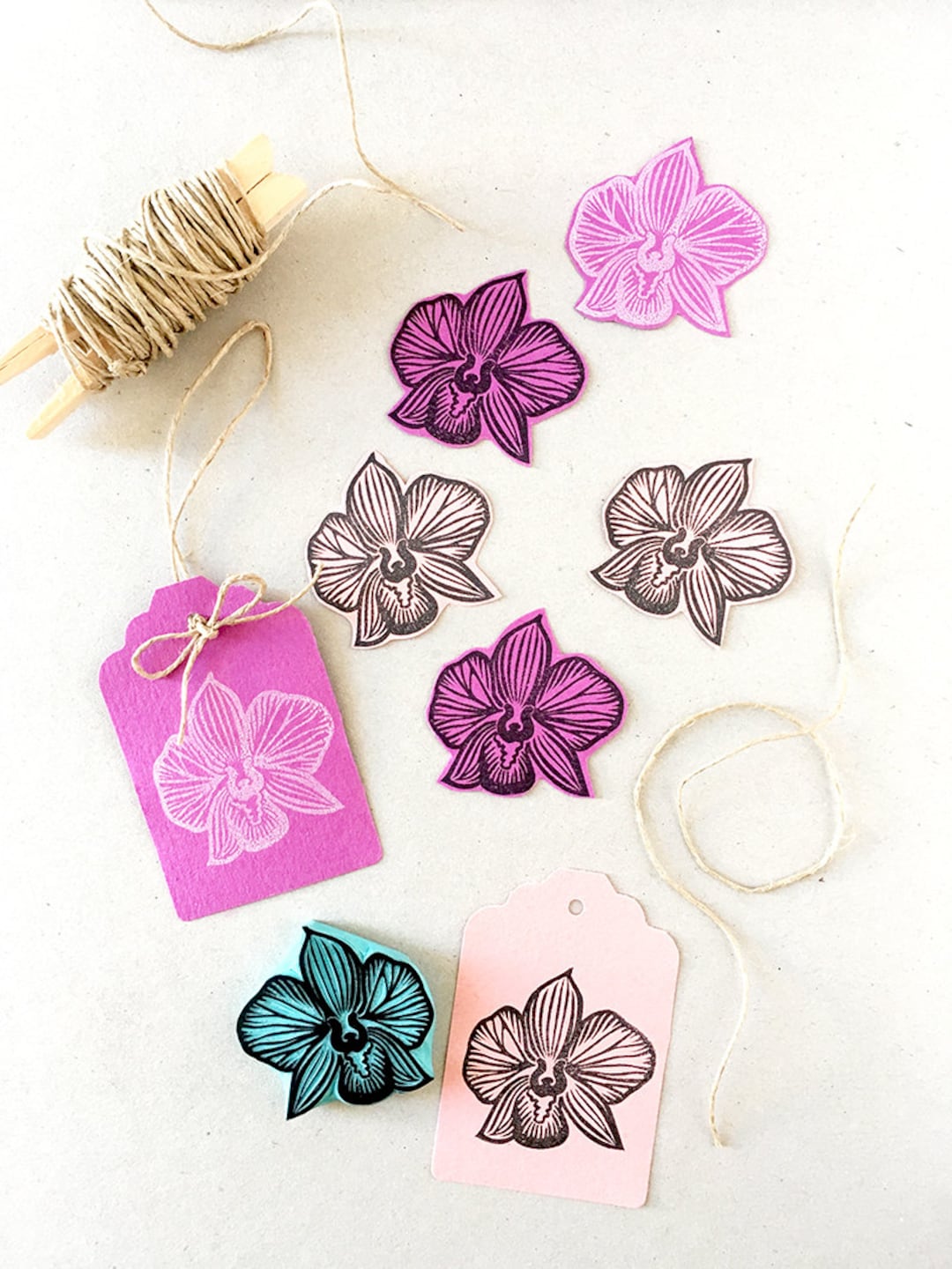 Orchid Rubber Stamp, Hand Carved Flower, Stamping Supply, Wedding Decor ...