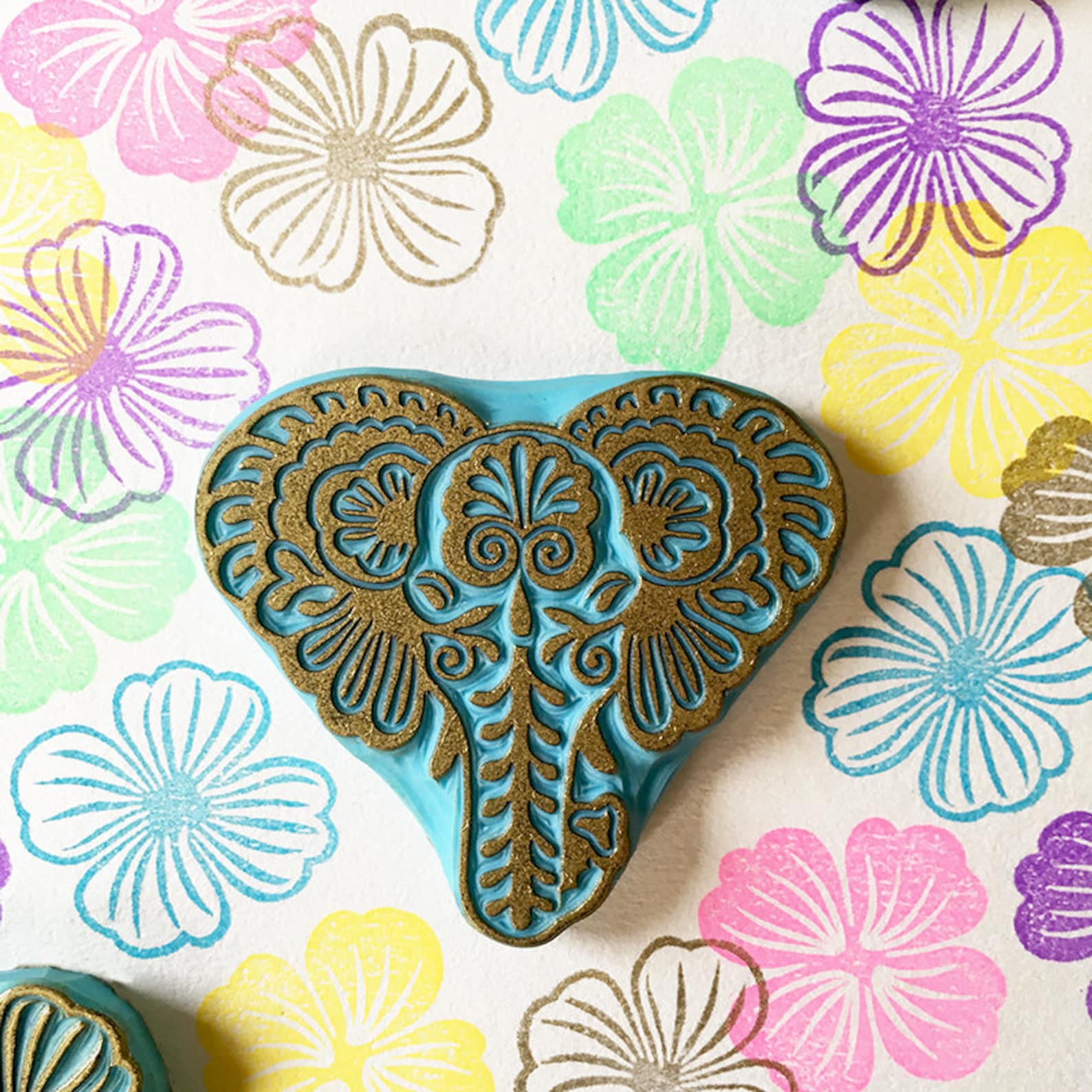 Elephant Rubber Stamp, Hand Carved Stamp, Elephant, Thai, Thai Elephant ...