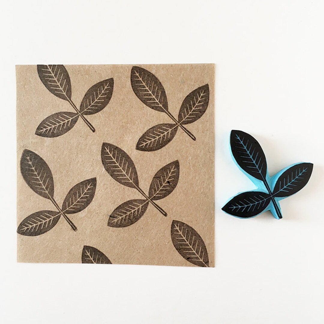 Tree Leaves Rubber Stamp, Nature Stamping, Rustic Decor, Hand Carved ...
