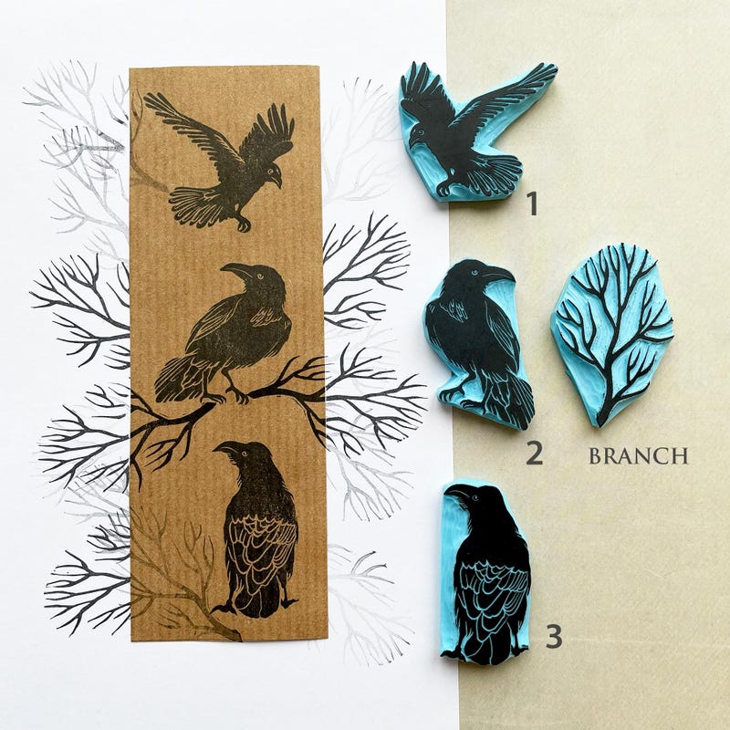 Crow Rubber Stamp - Etsy