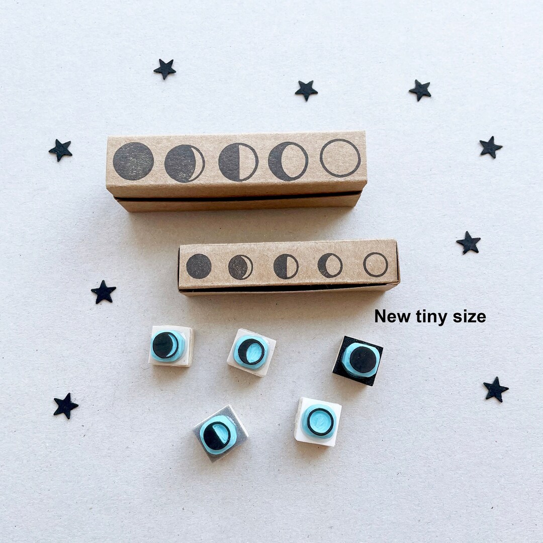 Moon Phase Rubber Stamp Set, Set of Five Moons, Phases of the Moon ...