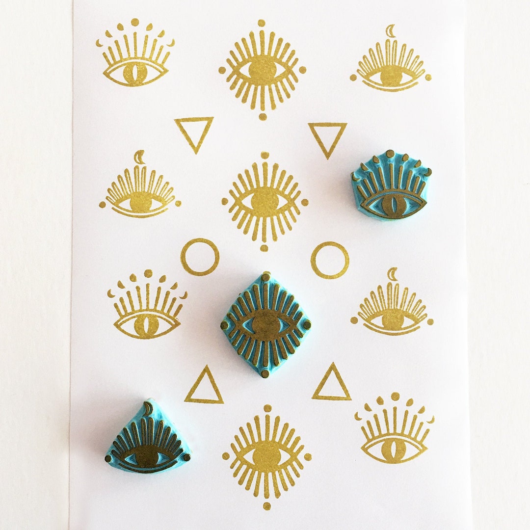 Mystische Augen Stempel, handgeschnitzte Stempel von Augen, Cosmic Eyes ...