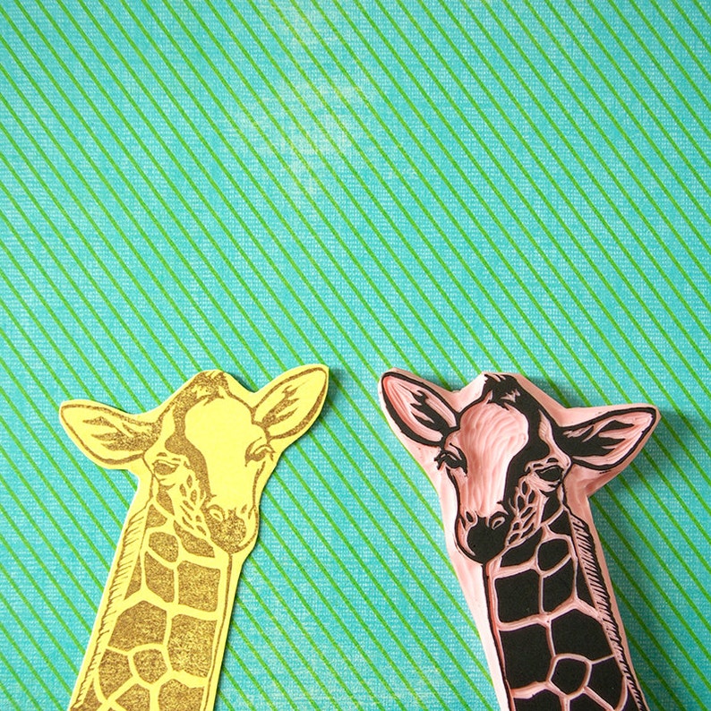 Giraffe Stamp Rubber Stamp Hand Carved Stamp Charity Item - Etsy