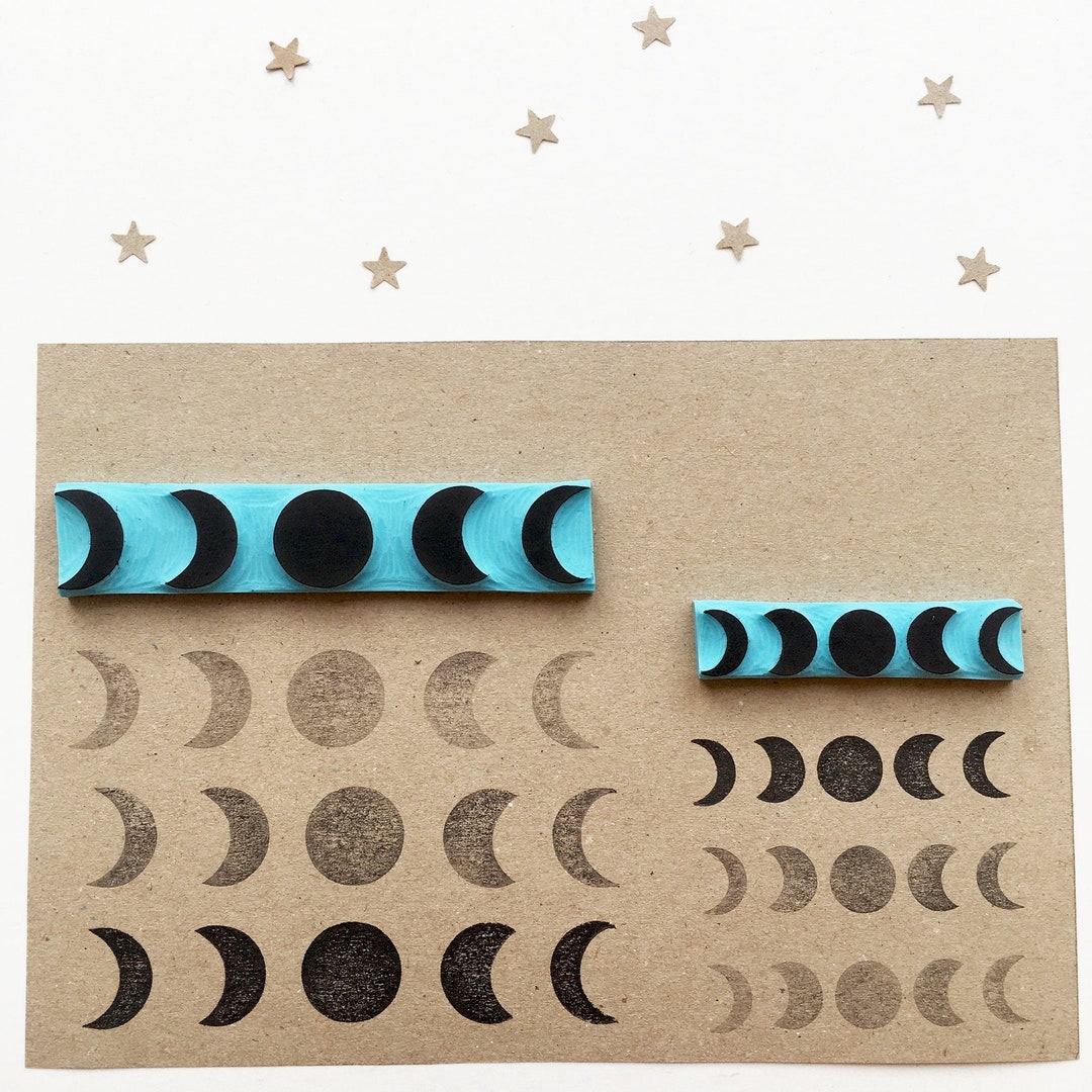 Moon Phases Rubber Stamps, Two Sizes, Hand Carved - Etsy
