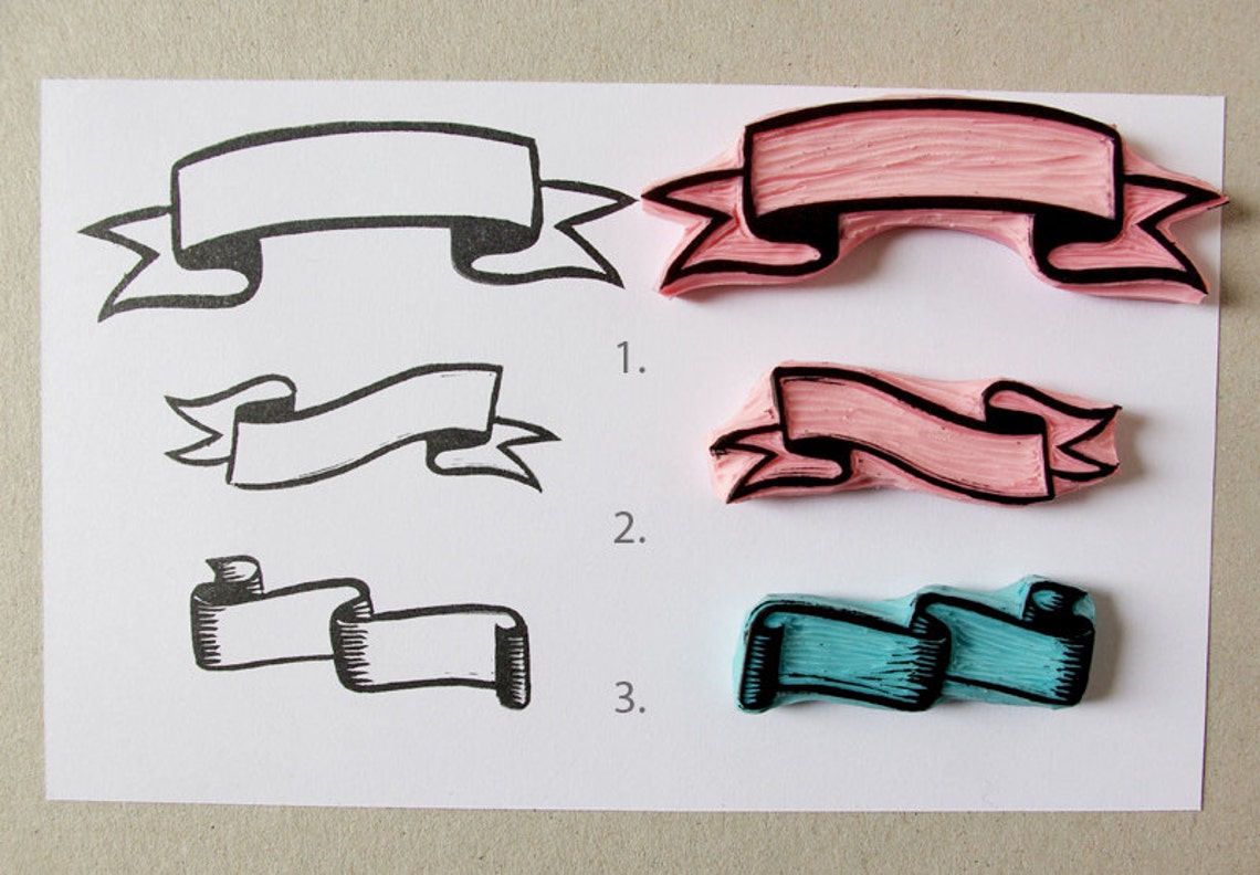 Hand Crafted Banner Rubber Stamps, Celebration Banners - Etsy