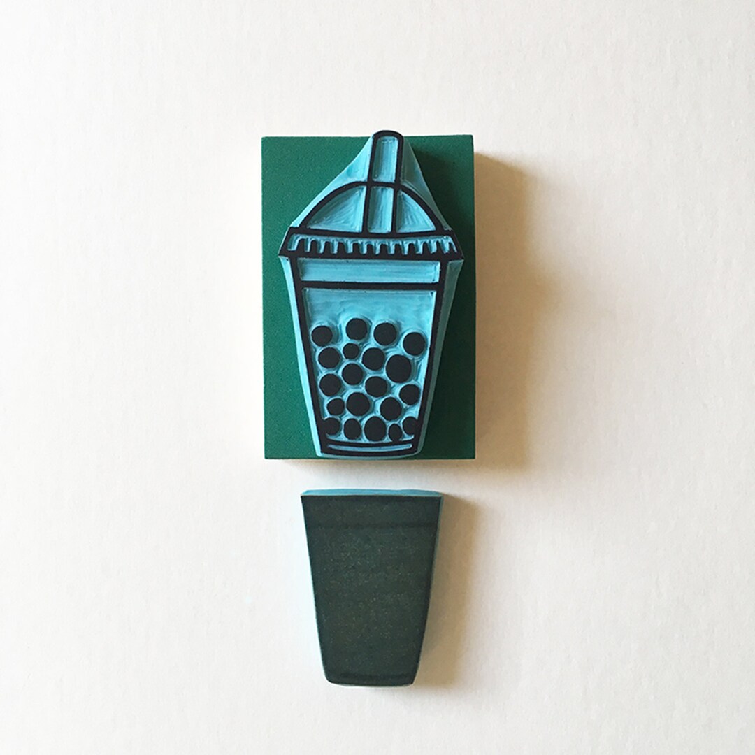 Hand Carved Bubble Tea Rubber Stamp, Journaling Craft - Etsy