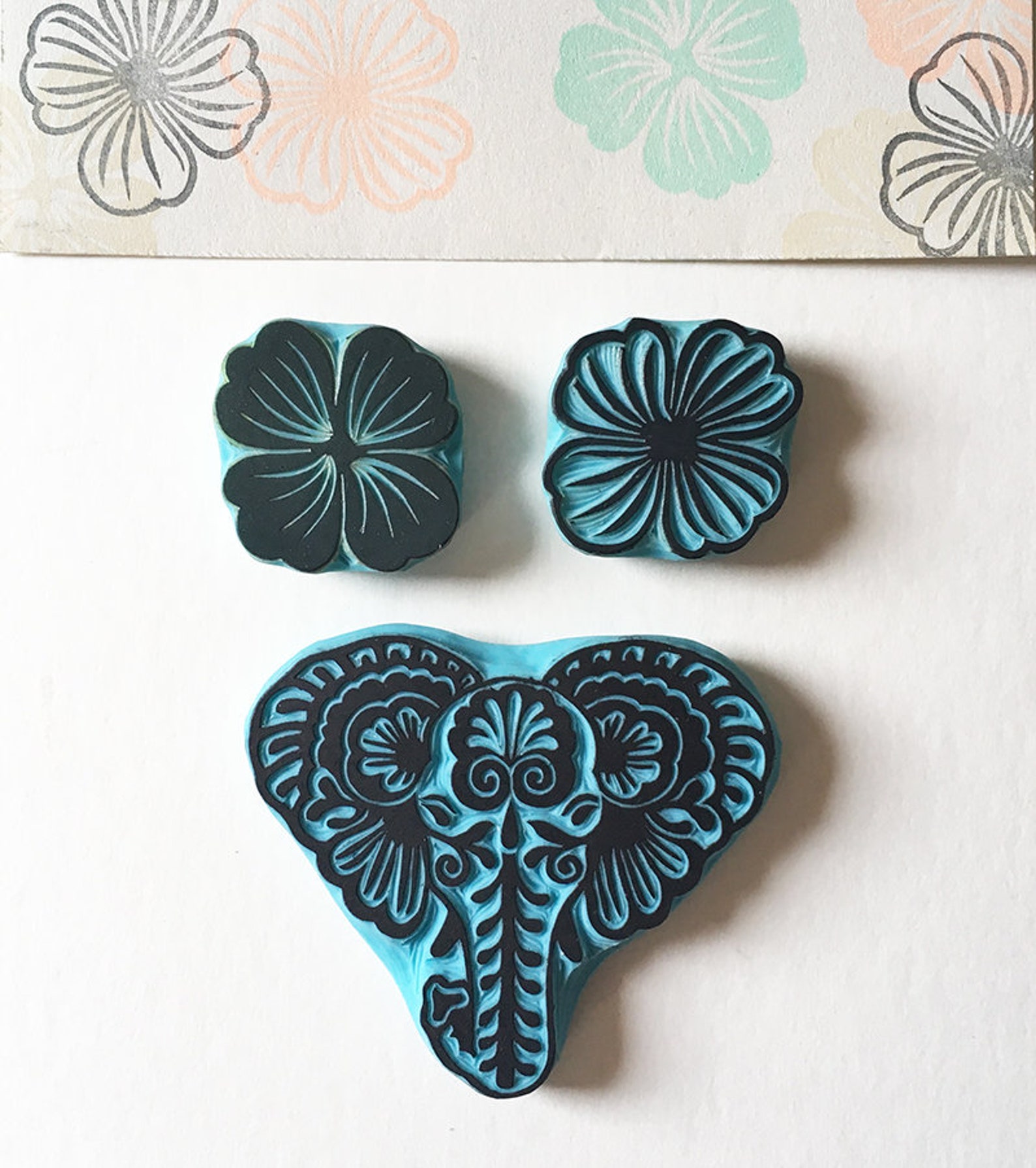 Elephant Rubber Stamp, Hand Carved Stamp, Elephant, Thai, Thai Elephant ...