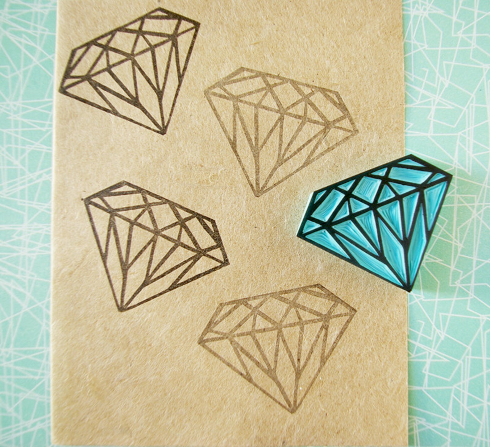 Diamond - Hand Carved Stamp - Wedding - Bridal Shower - Engagement ...