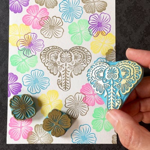 Elephant Rubber Stamp, Hand Carved Stamp, Elephant, Thai, Thai Elephant ...