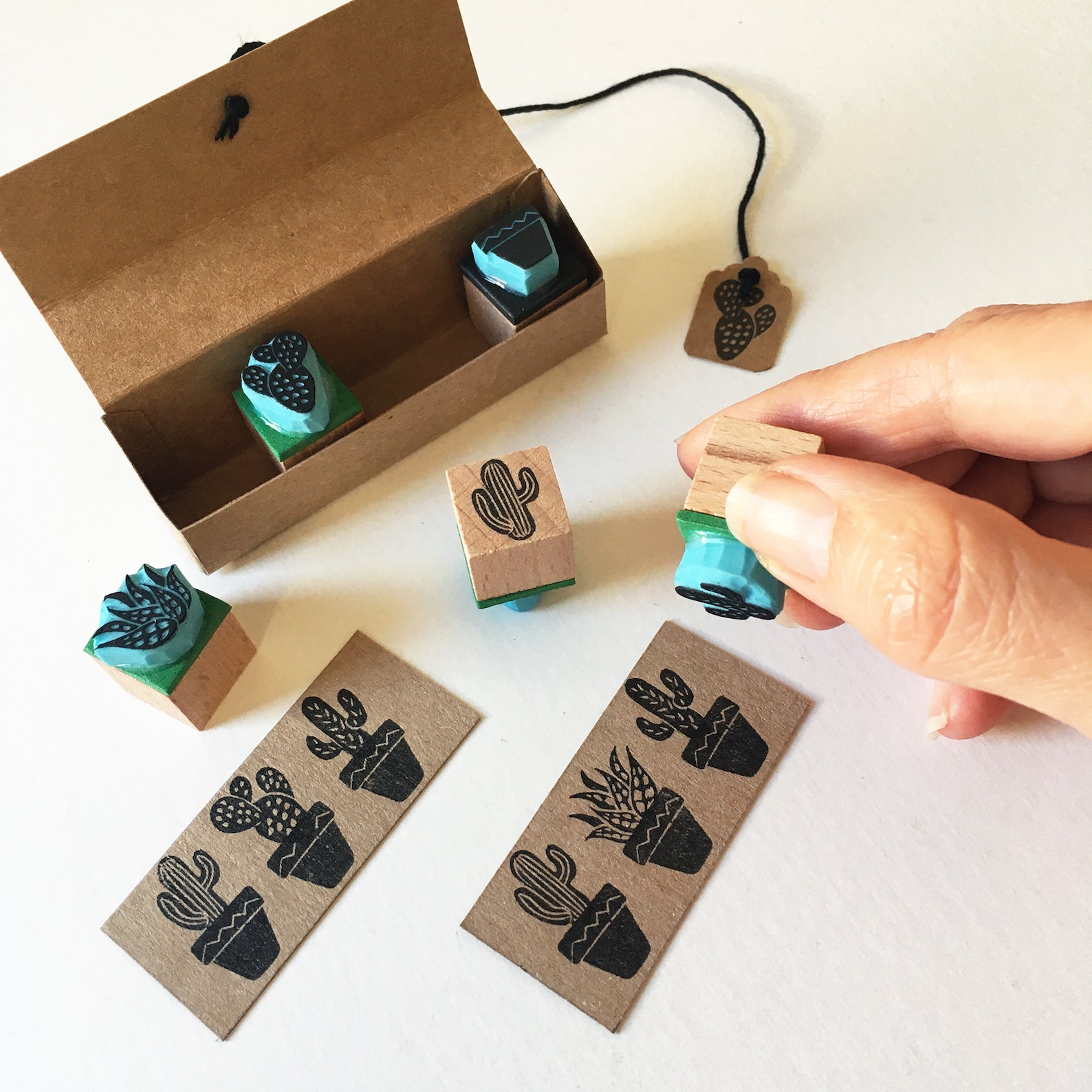 Cactus Rubber Stamps Set of 5 Mini Stamps Hand Carved | Etsy UK