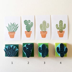 Cactus Rubber Stamps, Desert Cactus Stamp With Plant Pot, Set of 5 ...