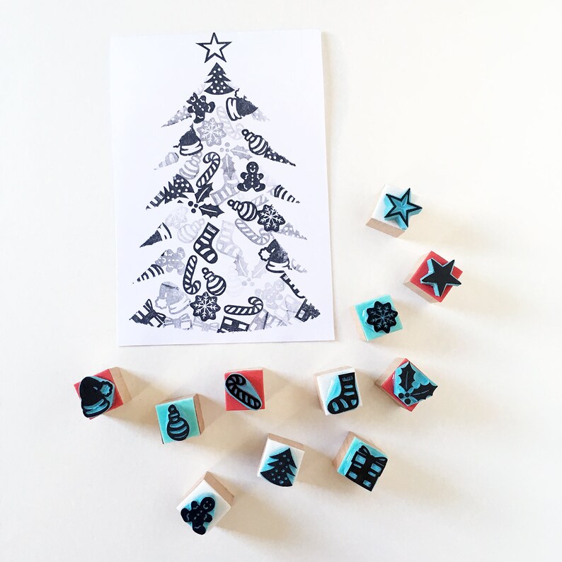 Christmas Rubber Stamps Assortment of Christmas Stamp | Etsy
