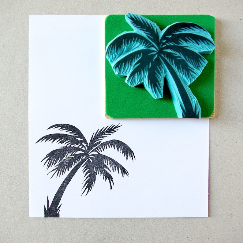 Palm Tree Rubber Stamp Hand Carved Stamp Summer Decor - Etsy