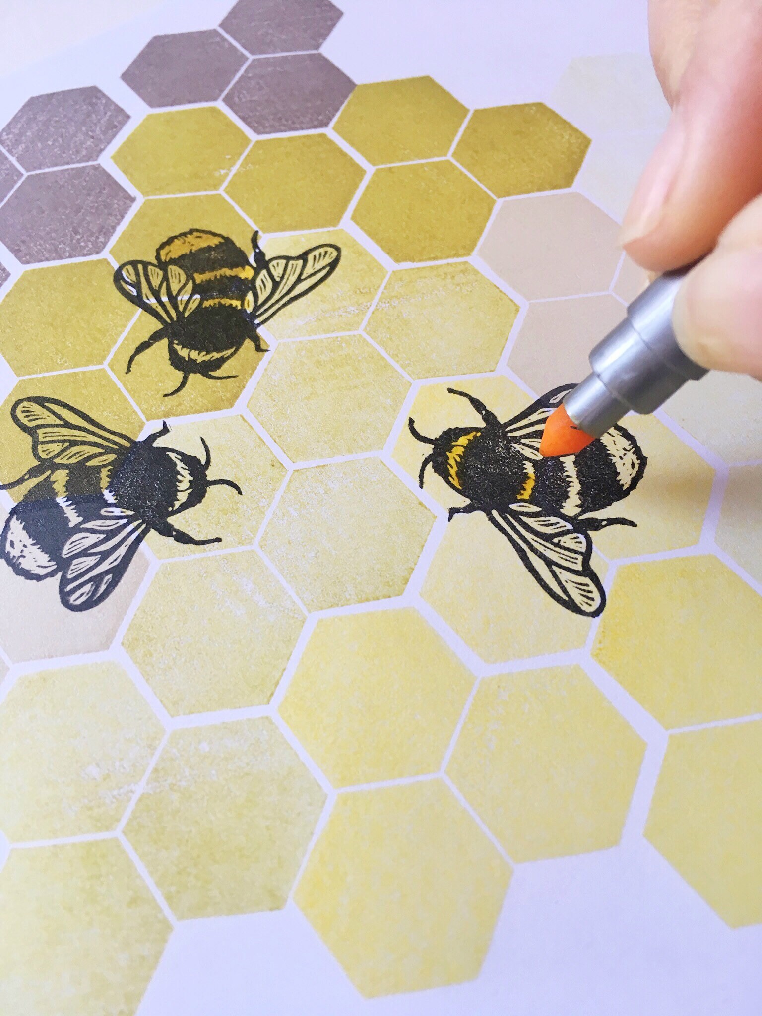 Bee rubber stamp bumble bee hand carved stamp made by | Etsy