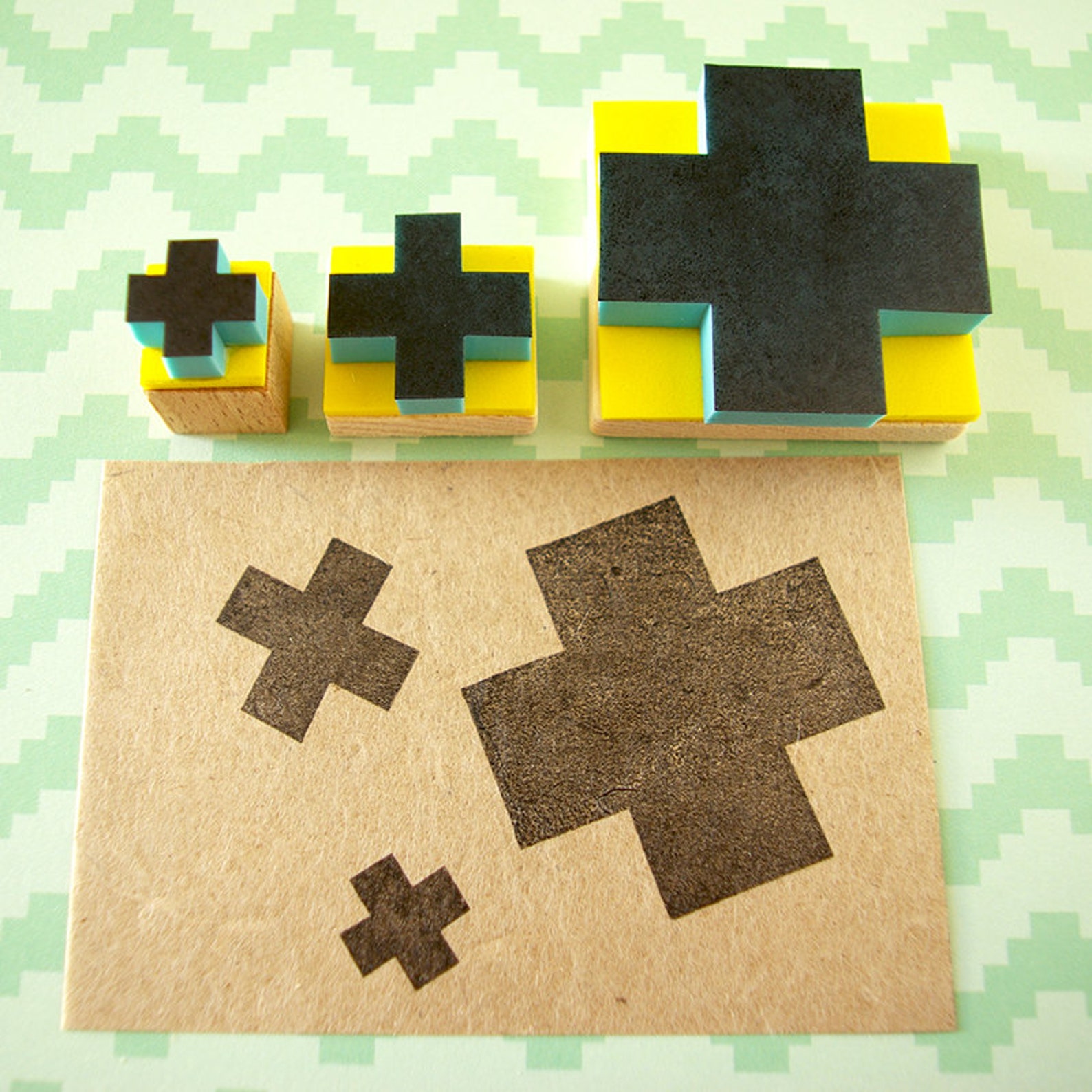 Plus Sign Stamp Hand Carved Mounted Hipster Decor Rubber - Etsy