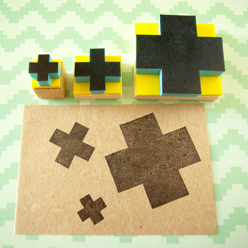 Plus Sign Stamp Hand Carved Mounted Hipster Decor Rubber - Etsy