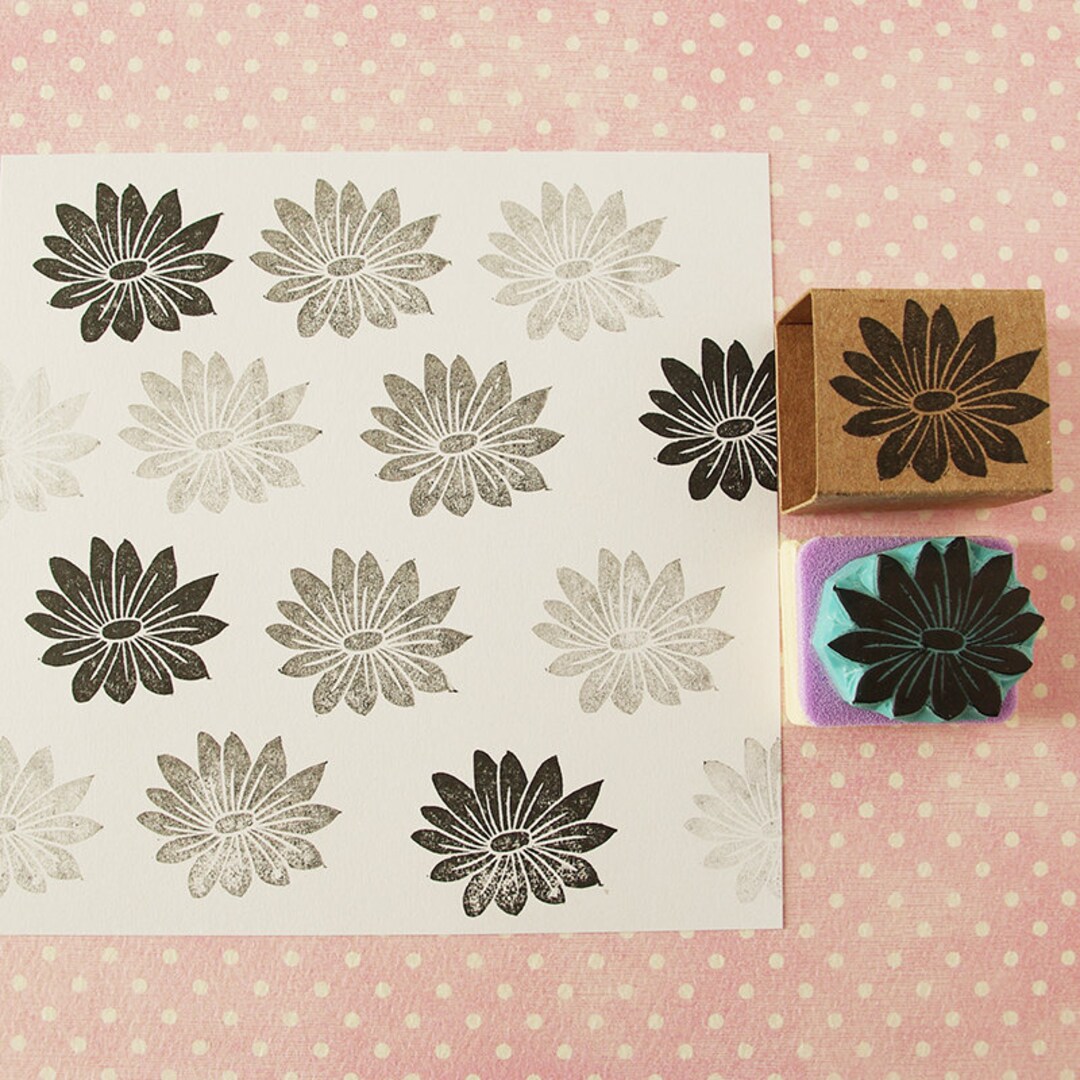 Wild Flower Rubber Stamp, Flower Decor, Hand Carved Stamp, DIY, Wedding ...