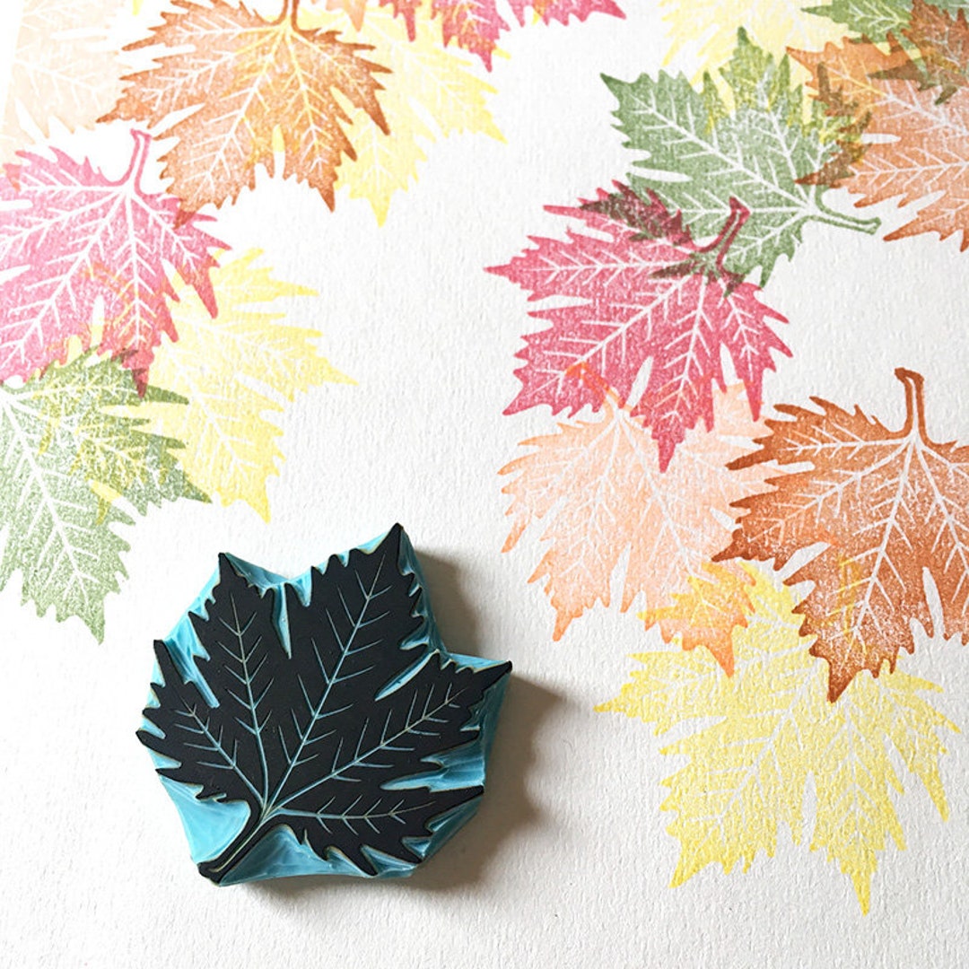 Autumn Leaf Stamp, Rubber Stamp, Hand Carved, Fall Decor, Autumn ...