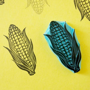 Corn on the Cob Rubber Stamp, Hand Carved Stamp, Corn Rubber Stamp ...