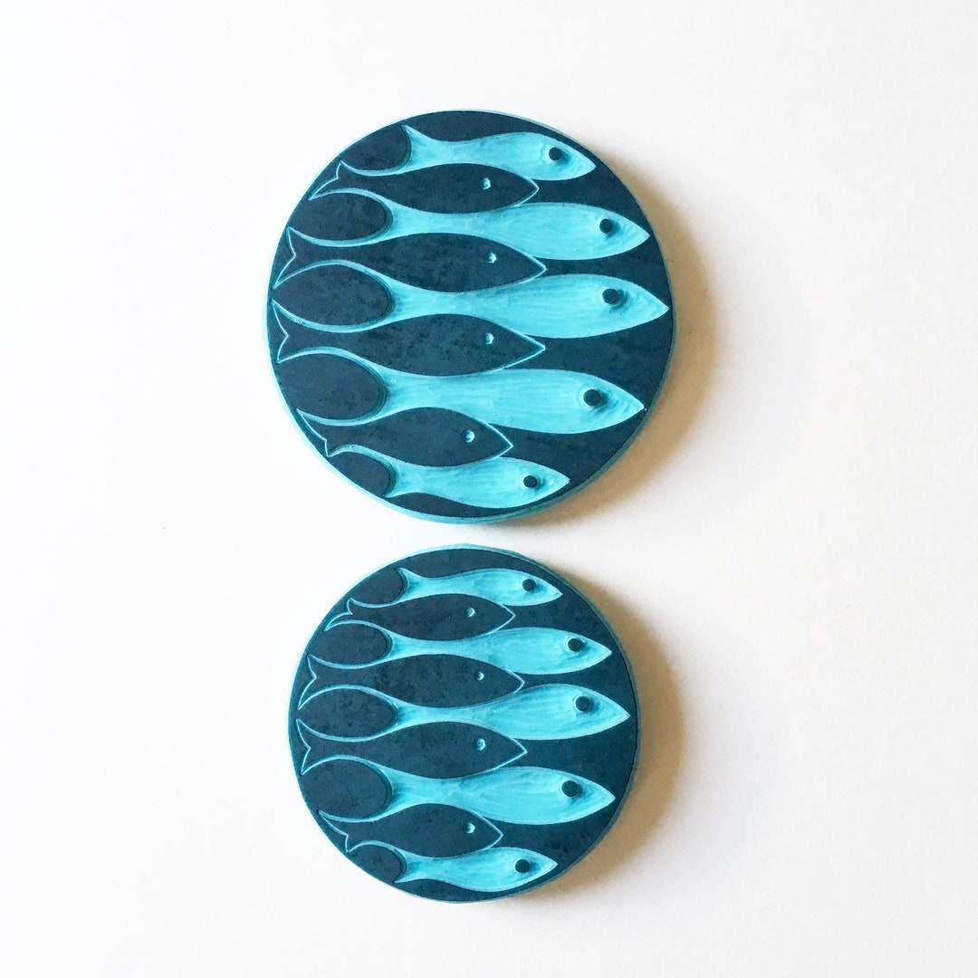 Hand Carved Sardine Rubber Stamp, Fish Pattern - Etsy