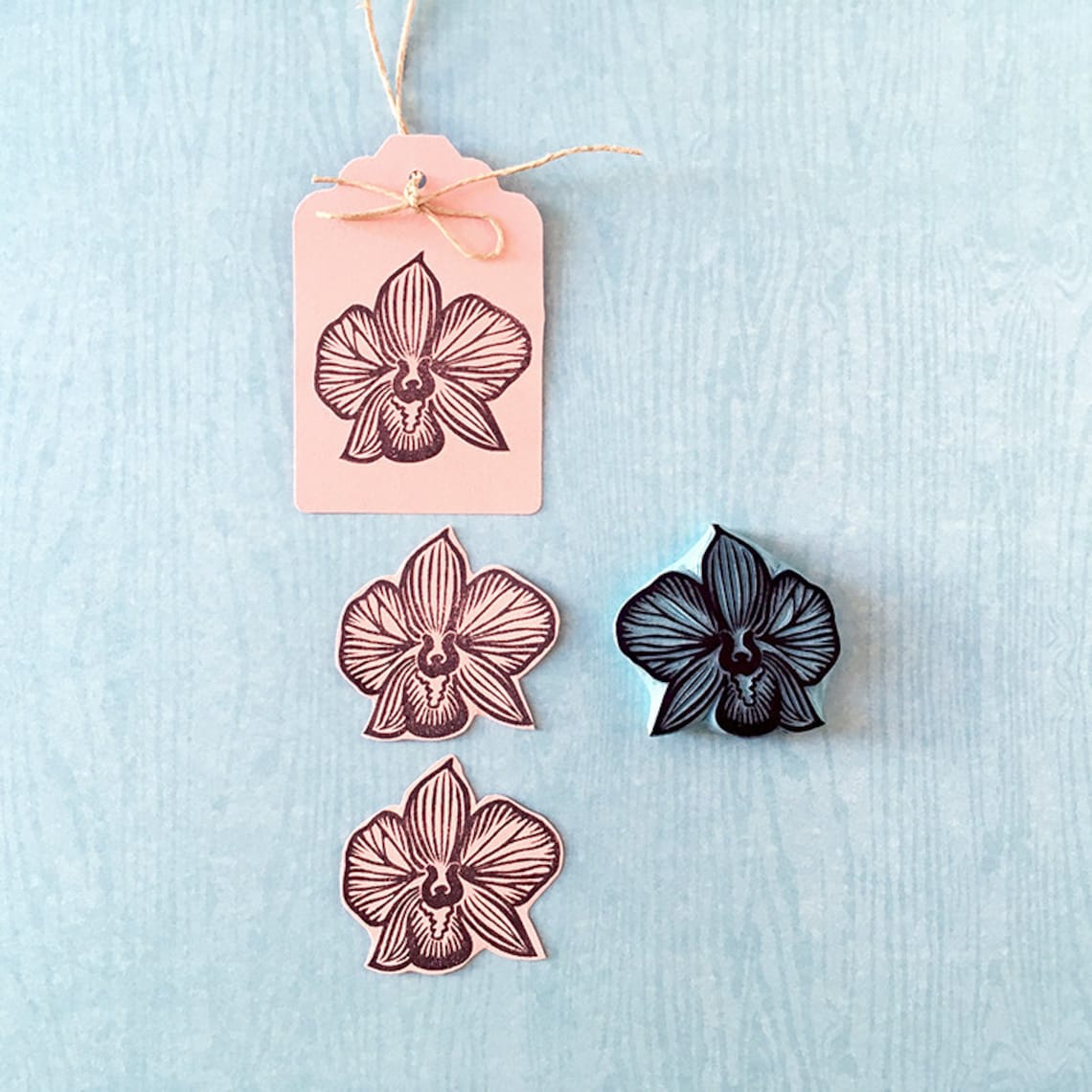 Orchid Rubber Stamp, Hand Carved Flower, Stamping Supply, Wedding Decor ...