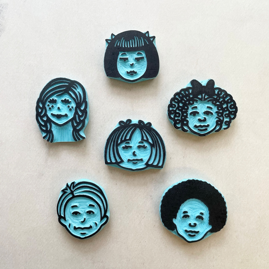 Children Faces Rubber Stamps, Girls and Boys Faces Stamps - Etsy