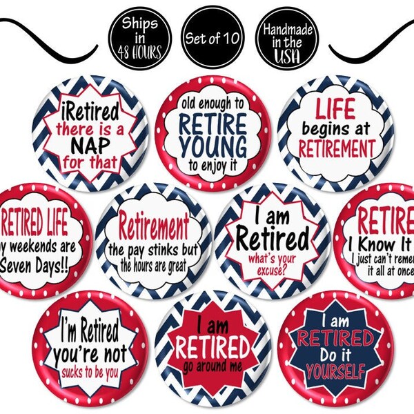 Retirement Buttons - Etsy