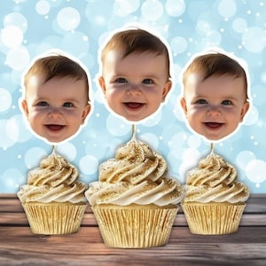Custom Face Cupcake Toppers, Baby Photo Topper, Fun Party Hat ...