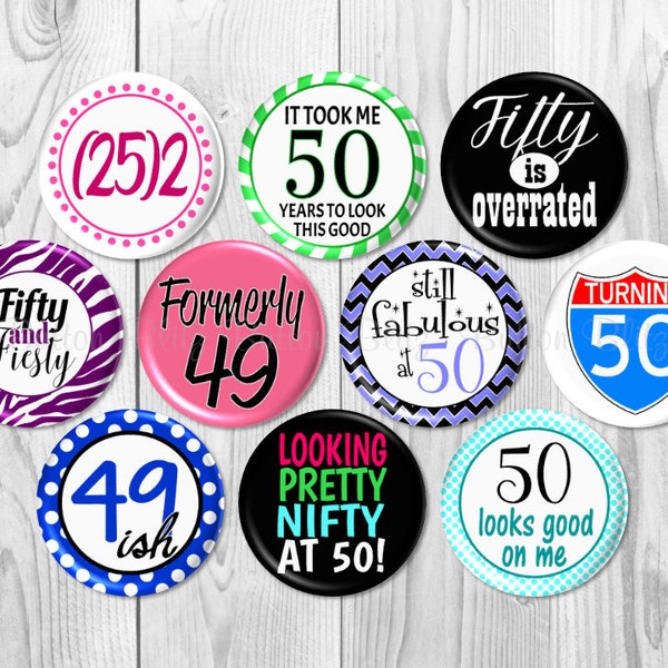 Custom 50th Birthday Buttons - Etsy