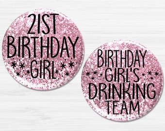 21st Birthday Party Buttons Rose Gold 21st Birthday Pins - Etsy