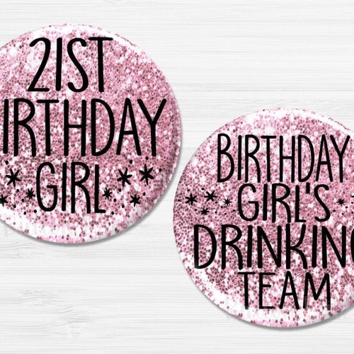 21st Birthday Party Buttons Rose Gold 21st Birthday Pins - Etsy