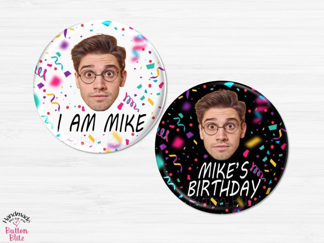 Custom Face Cutout Buttons, Personalized Photo Birthday Party Pins, Fun ...