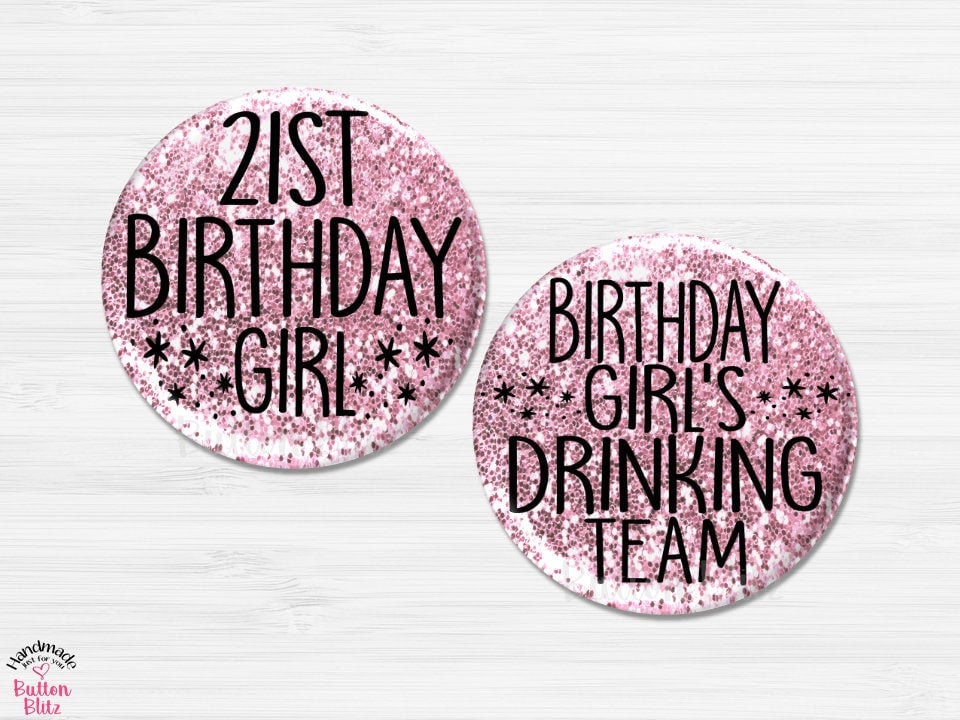 21st Birthday Party Buttons Rose Gold 21st Birthday Pins | Etsy
