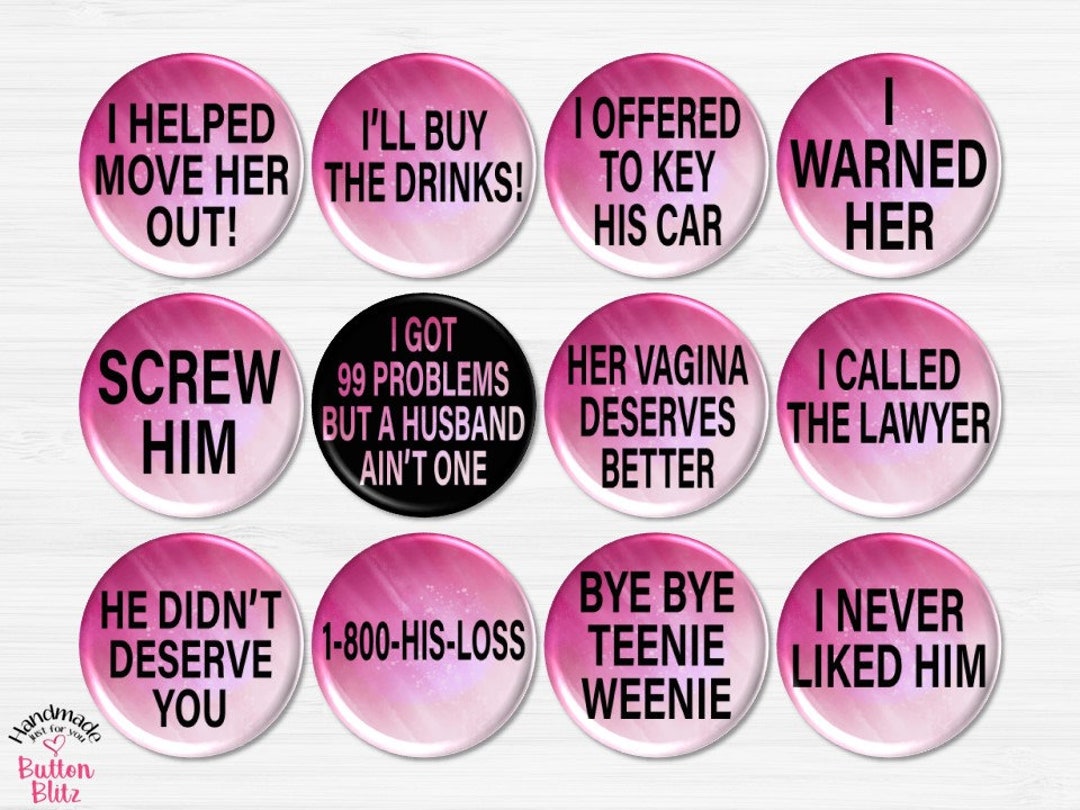 Just Divorced and Divorce Support Crew Pins, Divorced Party Pins ...