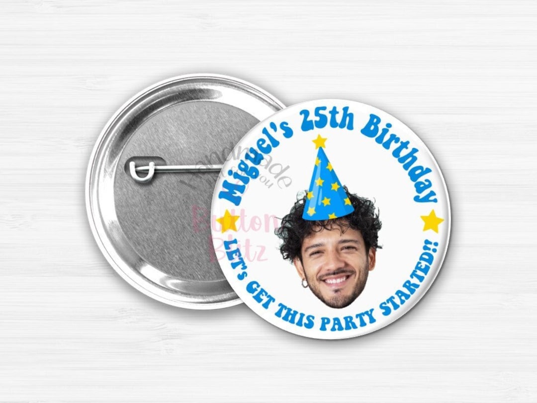 Custom Face Cutout Buttons, Personalized Photo Birthday Party Pins, Fun ...